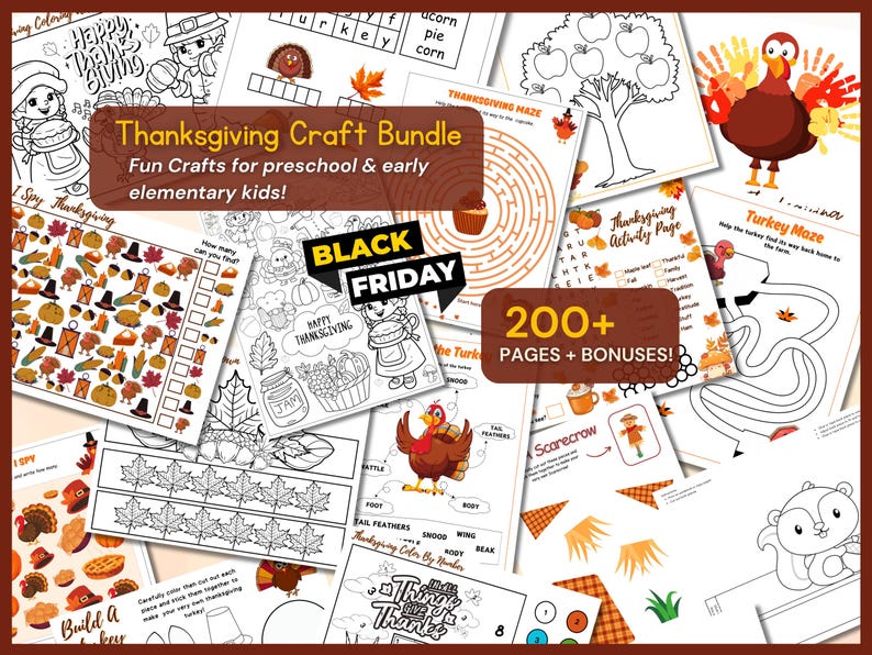 Thanksgiving Craft Activity Bundle for Kids – Turkey Preschool Crafts ...
