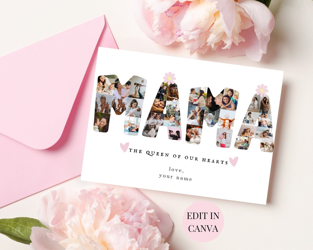 Custom Mama Photo Collage Template, Personalized Birthday Card, Mom ...