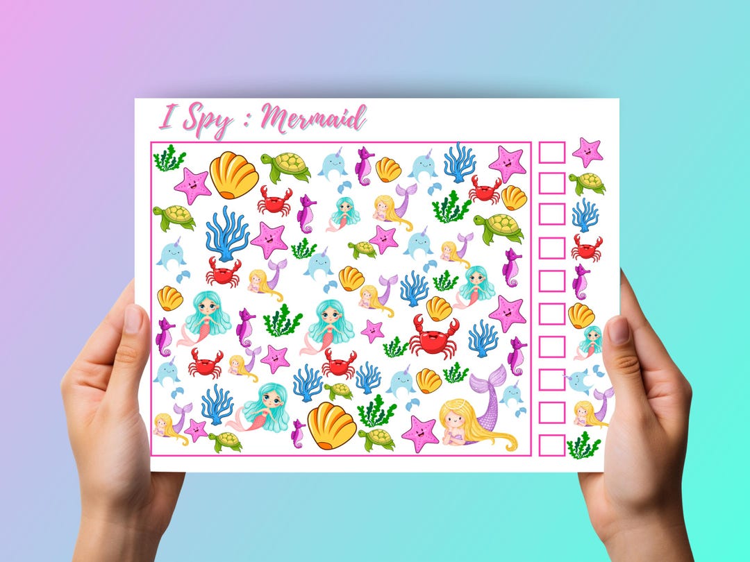 I Spy Mermaid Game Printable, Mermaid Birthday Party Activity, Under ...