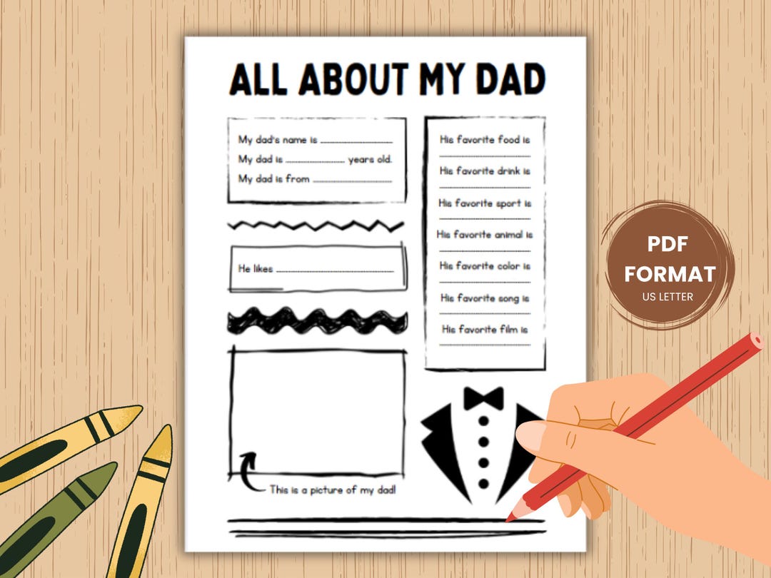 All About My Dad Printable, Fathers Day Questionnaire, Birthday Gift ...