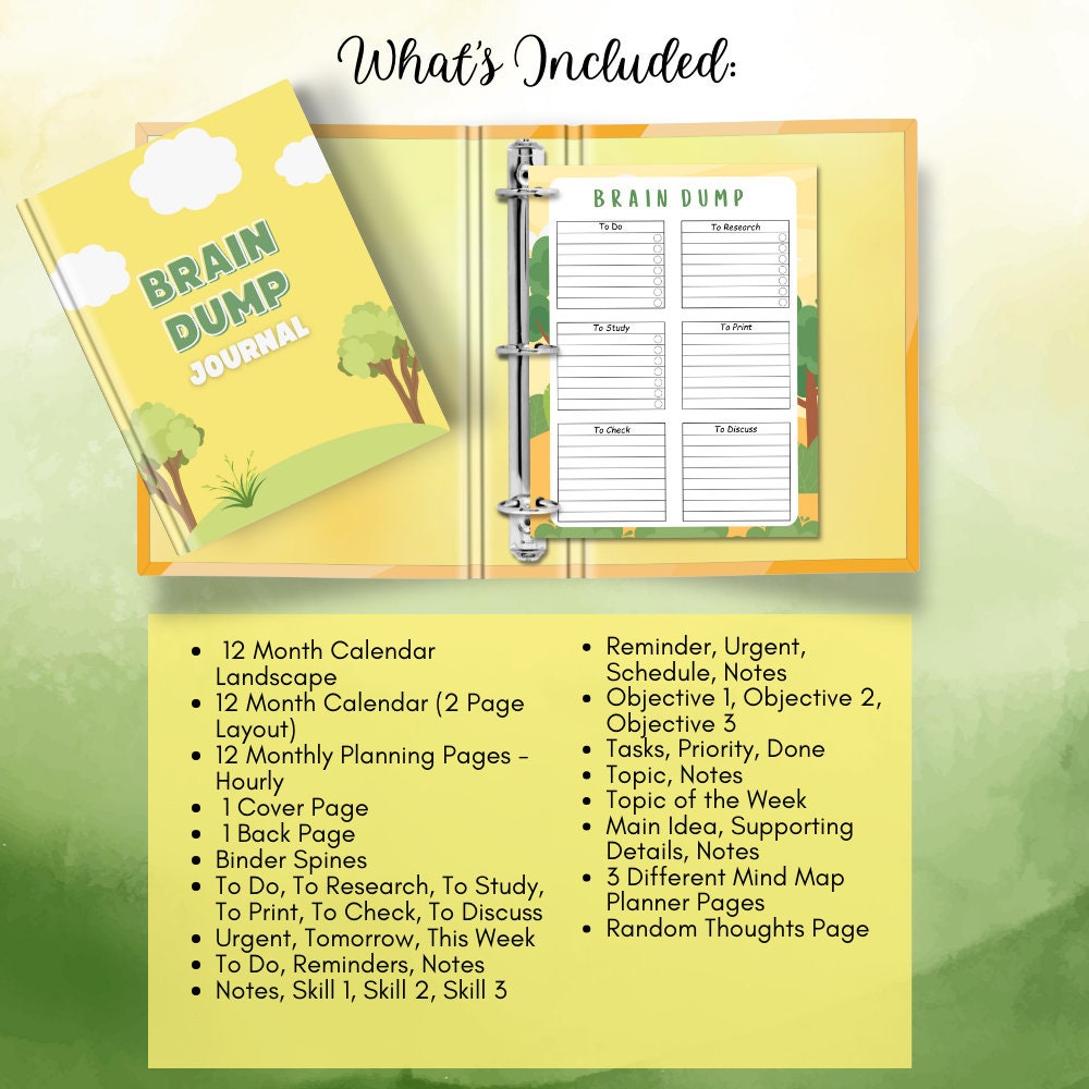 Printable Brain Dump Journal, Mental Health Journal, Brain Dump Planner ...