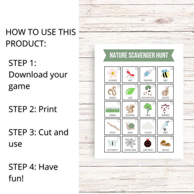 Printable Nature Scavenger Hunt Game, Outdoor Treasure Hunt Printable ...