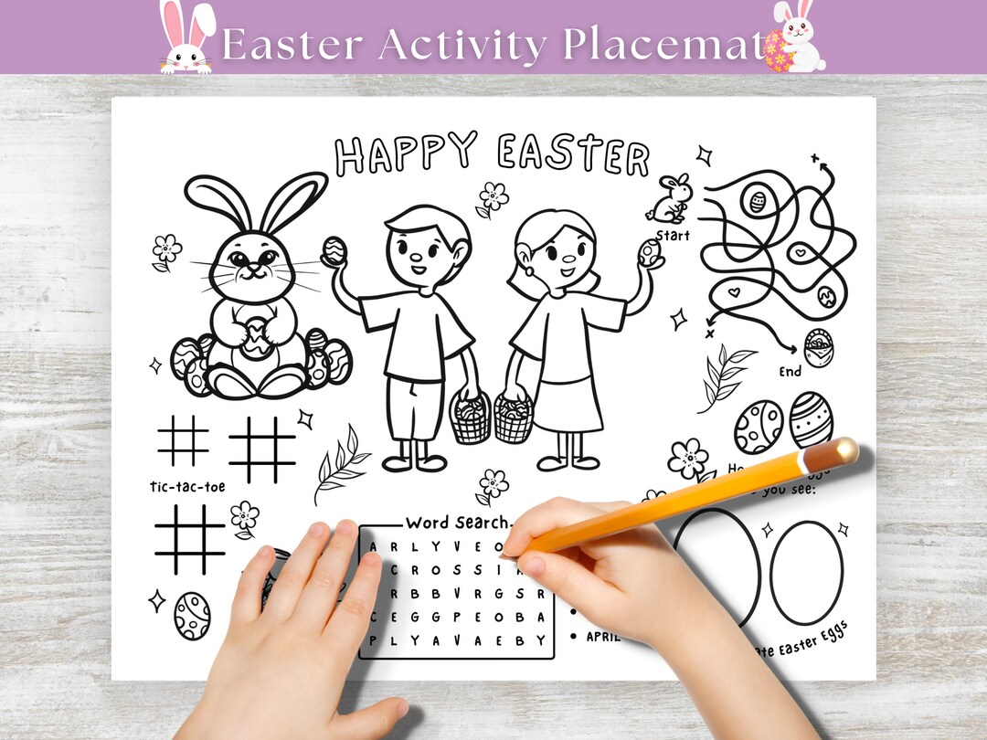 Printable Easter Activity Placemat, Coloring Sheet, Classroom Game for ...