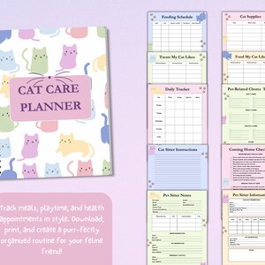 Cat Care Planner, Printable Cat Care Binder, Cat Checklist Pet Tracker ...