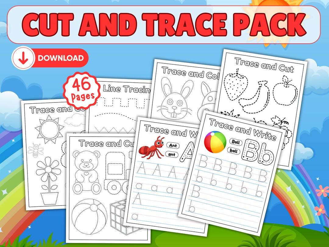 Cut & Trace Kids Activities, ABC Trace and Cut Printable, Preschool ...