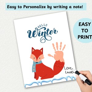 Fox Handprint Art Craft, Printable Winter Handprint Art Craft, Hello ...