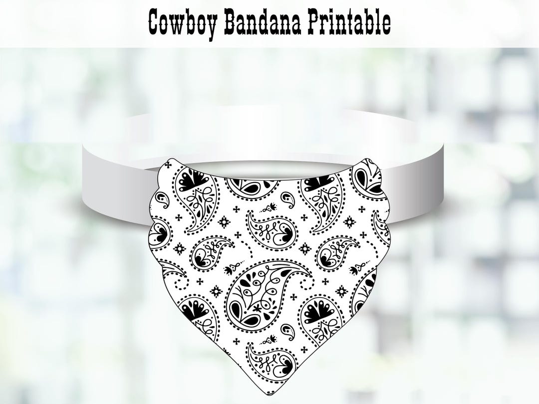 Cowboy Bandana Printable, Cowboy Coloring Craft, Wild West Costume ...