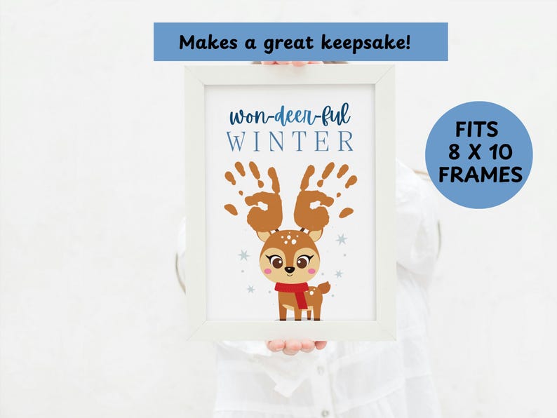 Winter Handprint Craft Template, Reindeer Handprint Art, Christmas ...