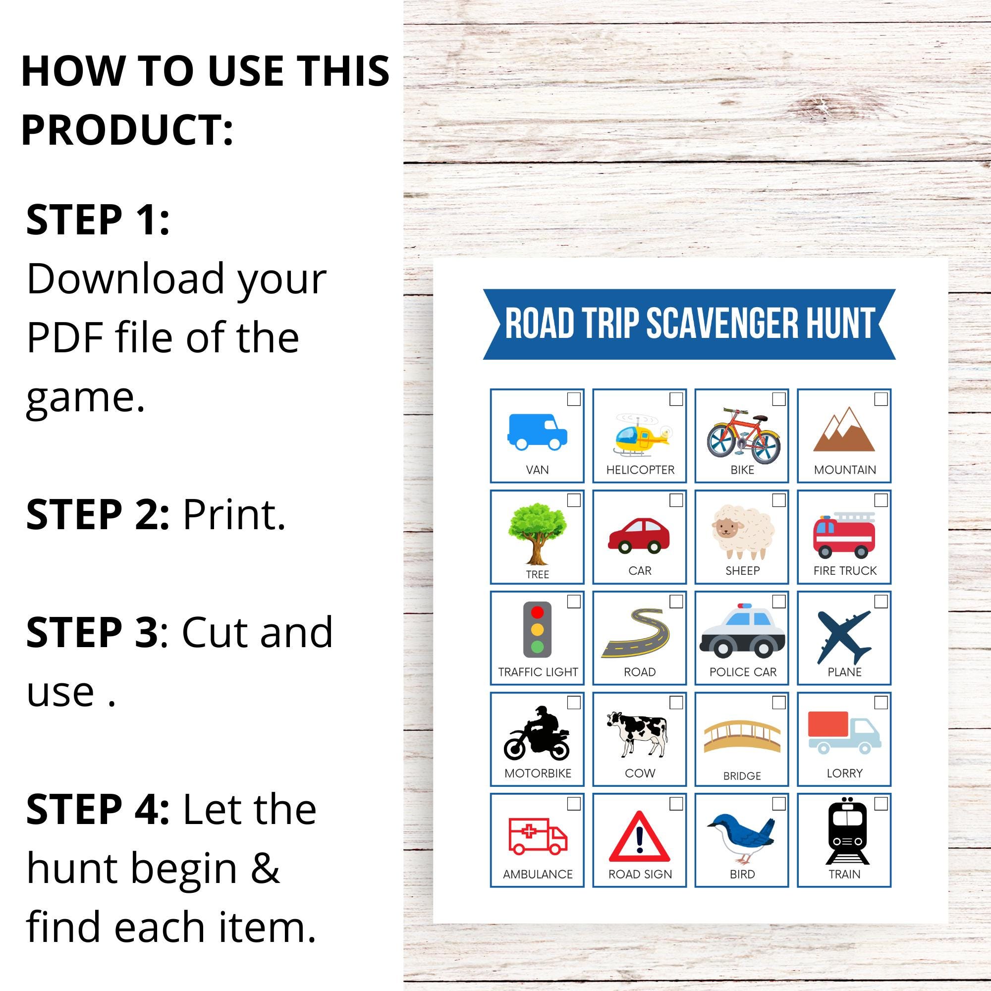 Road Trip Scavenger Hunt Game, Printable Car Game, Car Ride Games ...