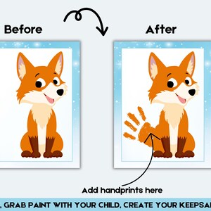 Fox Handprint Art Craft, Printable Winter Handprint Art Craft, Winter ...