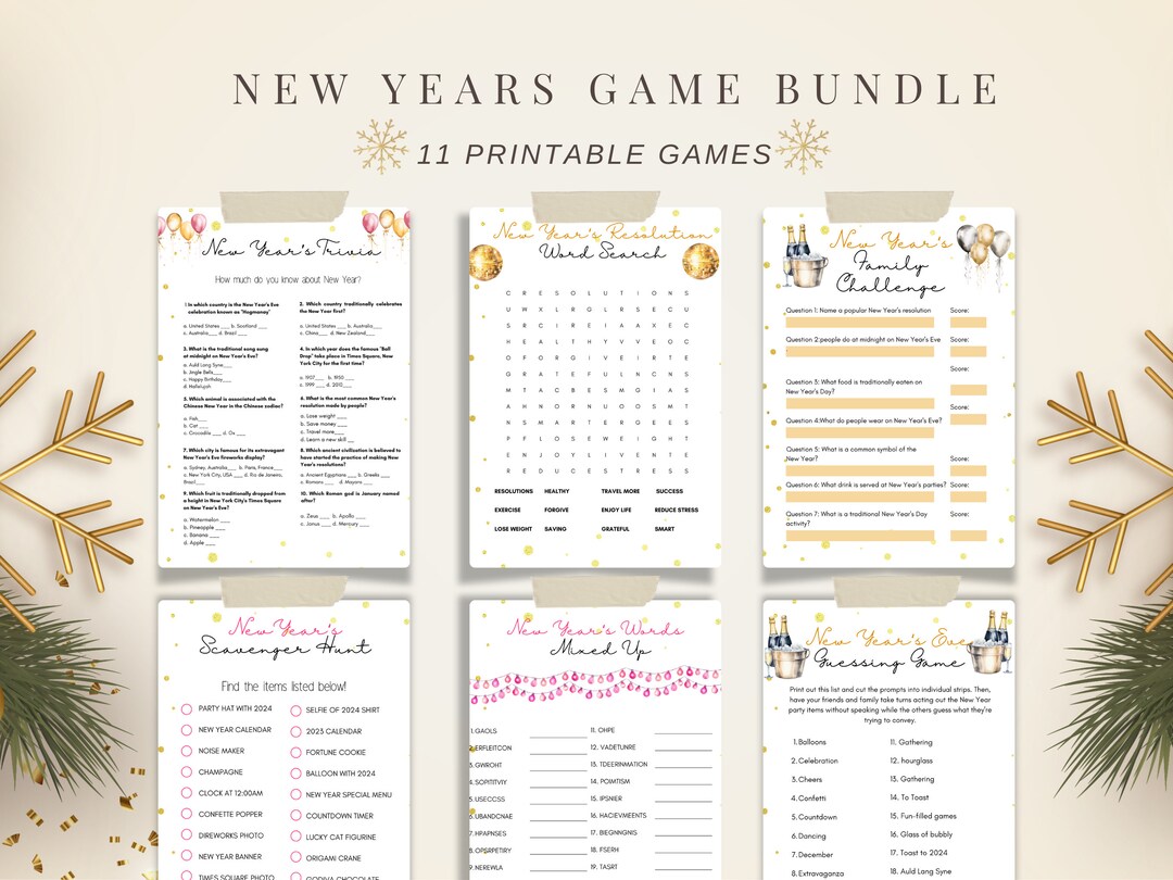 New Year's Eve Game Bundle, Printable New Years Party Games, Party ...