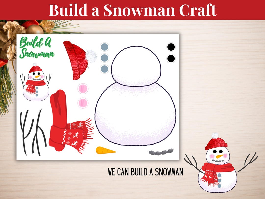 Build a Snowman Craft, Winter Kids Craft, Christmas Activity Printable ...