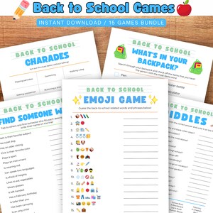Back to School Printable Games Bundle, First Day of School Classroom ...