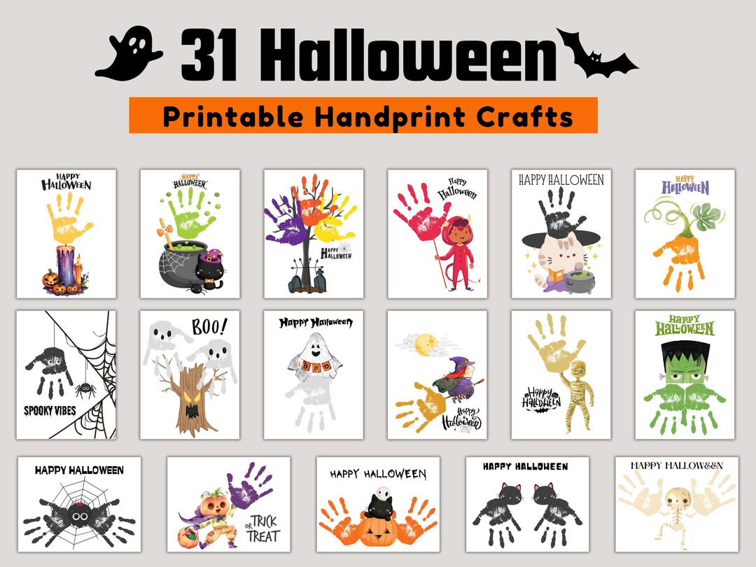 Halloween Handprint Art Bundle, Halloween Activities, Handprint Craft ...