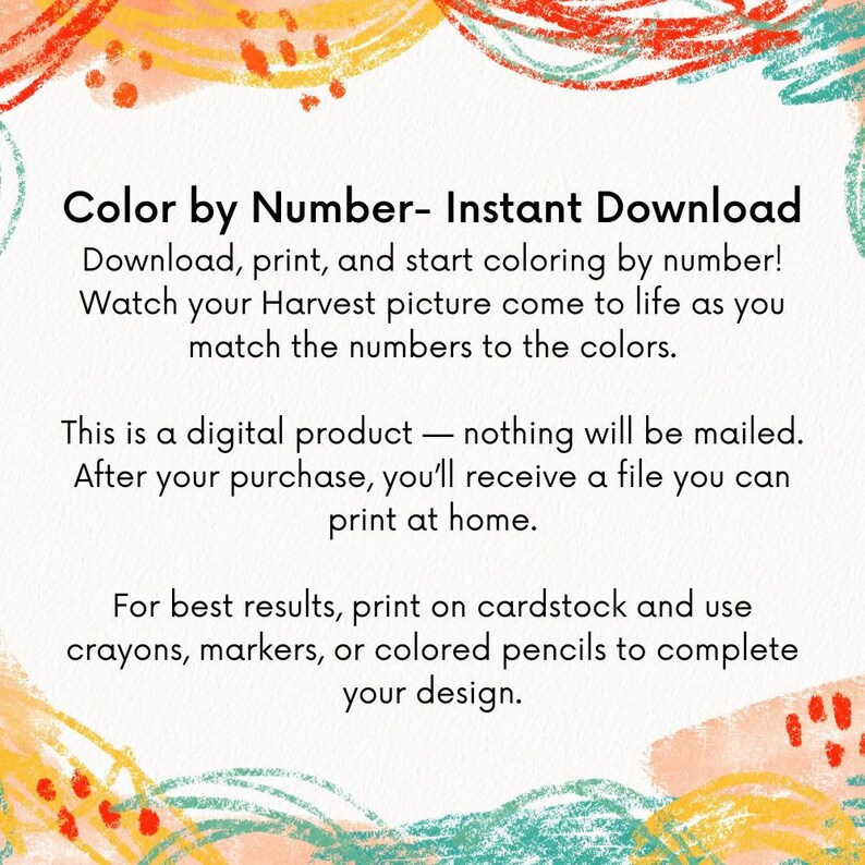 Harvest Color by Number Printable– Fall Preschool and Kindergarten ...