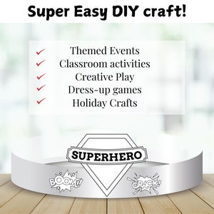 Superhero Paper Crown Template, Printable Paper Crown, Superhero ...