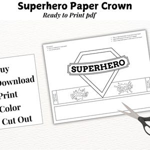 Superhero Paper Crown Template, Printable Paper Crown, Superhero ...
