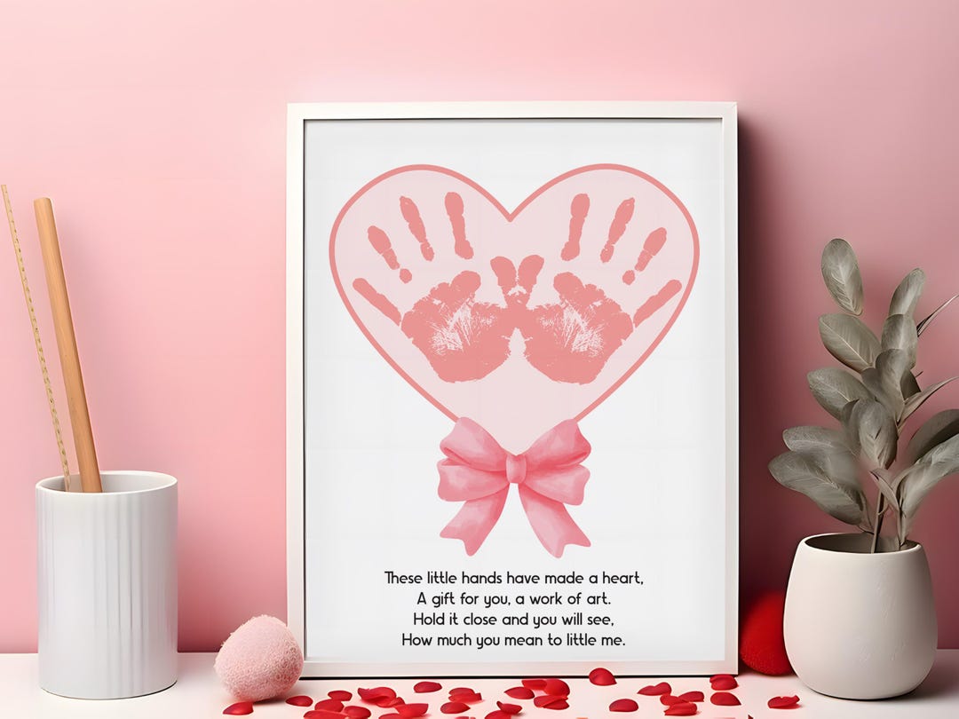 Valentines Handprint Art, Pink Heart Handprint Craft, Handprint Poem ...