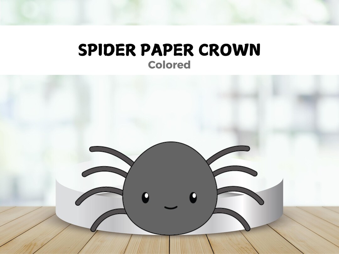 Spider Paper Crown Template, Halloween Printable Paper Crown, Halloween ...
