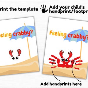 Summer Crab Handprint Art Craft for Toddlers, Crab Handprint Printable ...