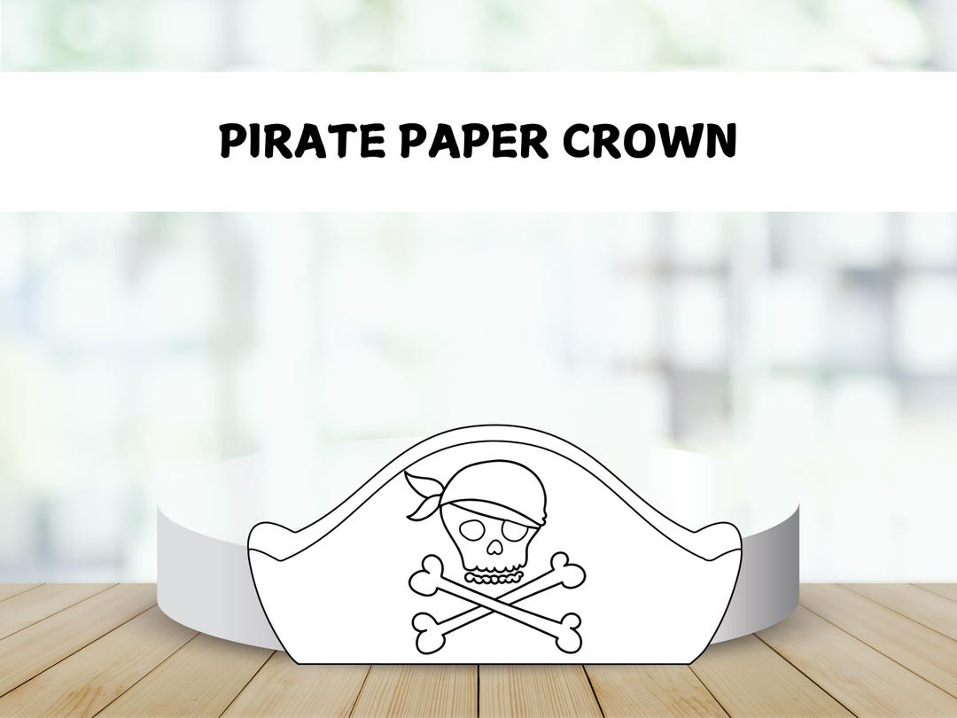 Pirate Hat Paper Crown Template, Printable Paper Crown, Pirate Coloring ...