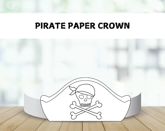 Pirate Paper Crown Printable Pirate Hat Paper Crown Pirate Hat Headband ...