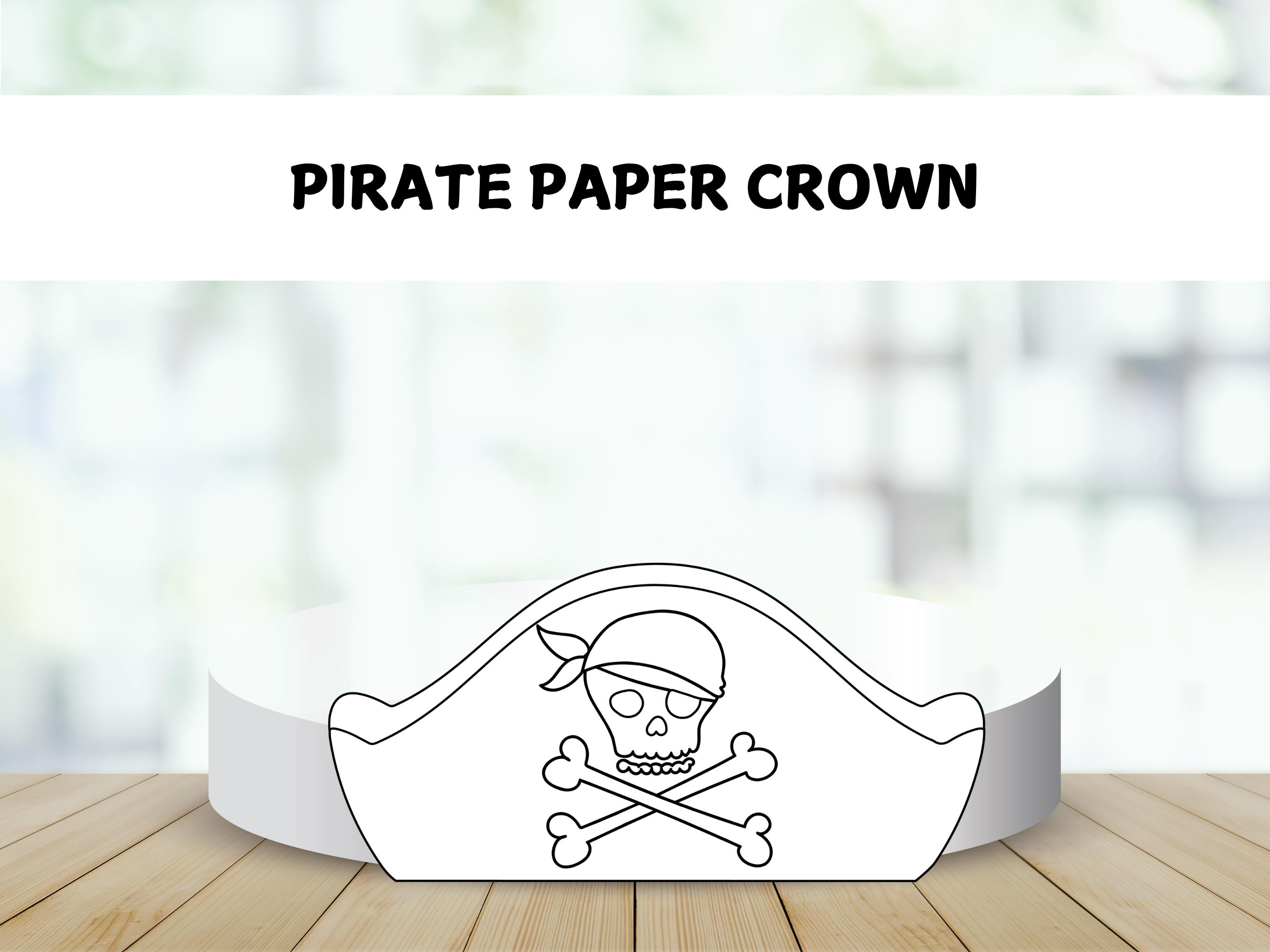 Pirate Hat Paper Crown Template, Printable Paper Crown, Pirate Coloring ...