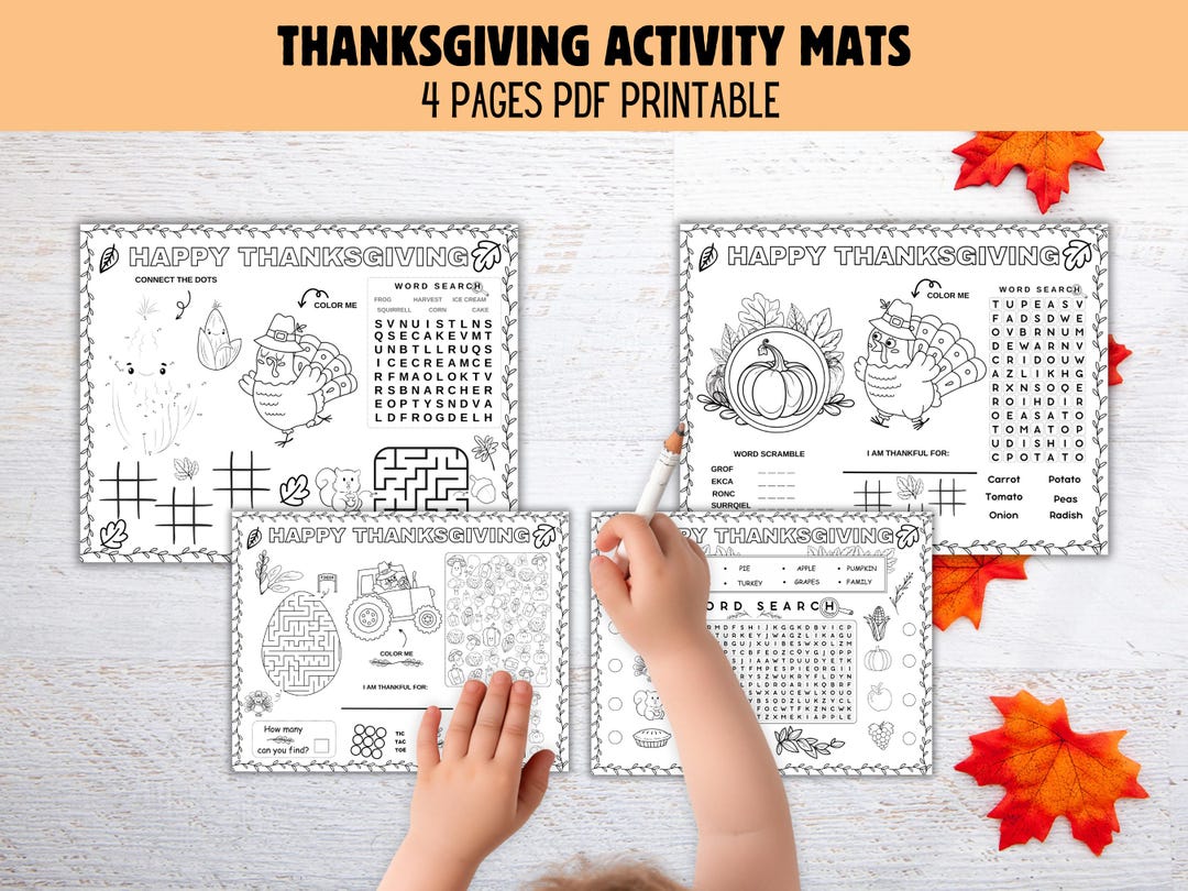Printable Thanksgiving Activity Mats, Thanksgiving Coloring Pages ...