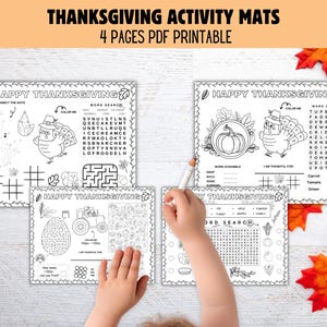 Printable Thanksgiving Activity Mats, Thanksgiving Coloring Pages ...