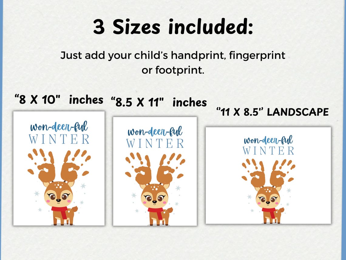 Winter Handprint Craft Template, Reindeer Handprint Art, Christmas ...