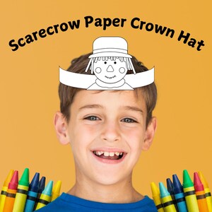 Scarecrow Paper Crown Template, Fall Paper Craft, Thanksgiving Autumn ...
