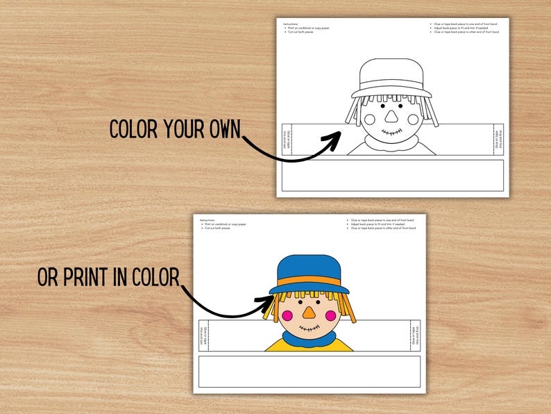 Scarecrow Paper Crown Template, Printable Paper Crown, Fall Paper Craft ...