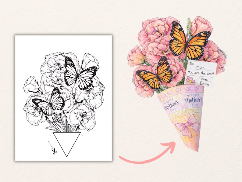 DIY Bouquet Bundle, Mother's Day Printable Flower Craft for Mum (PDF ...