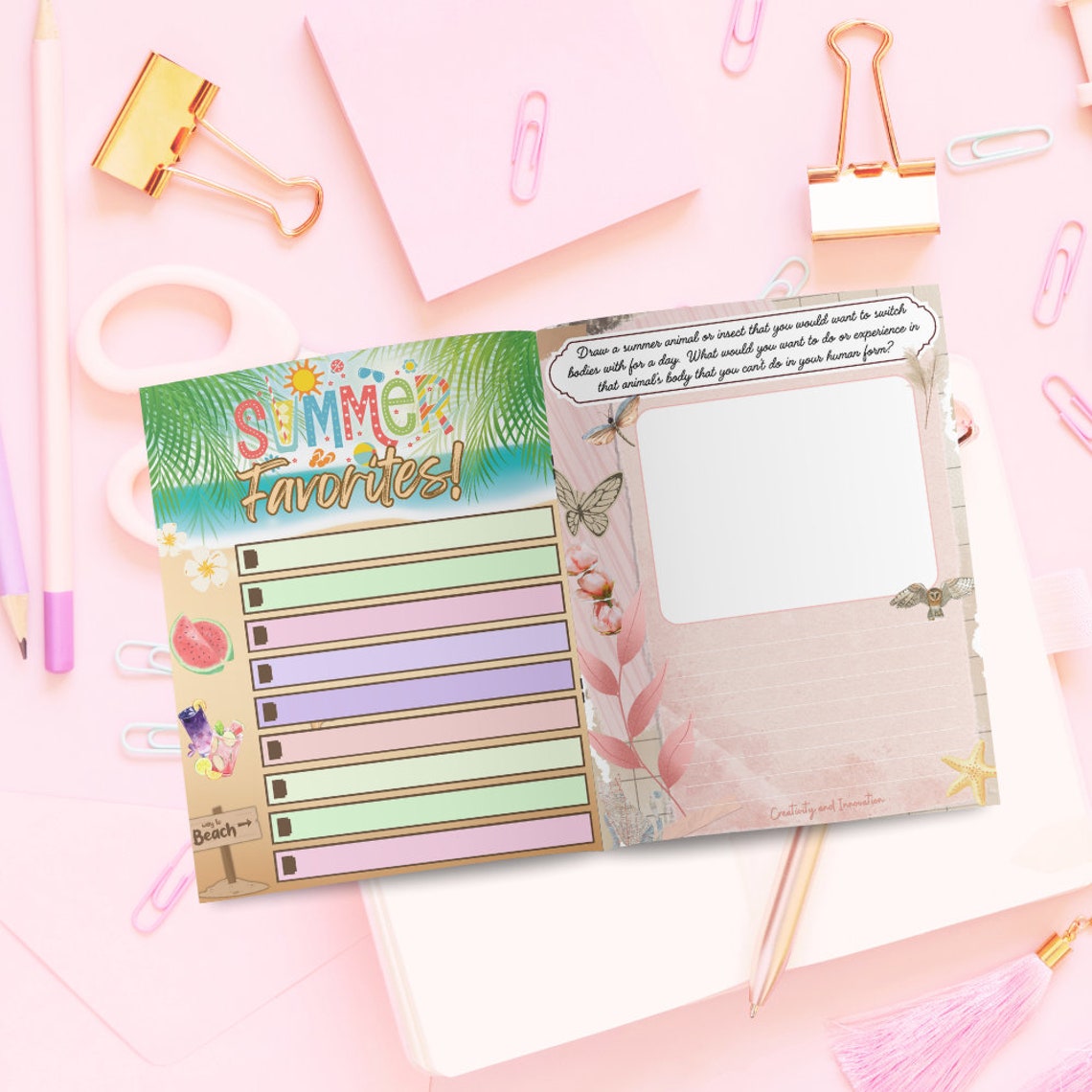 Summer Journal Writing Prompts, Summer Time Kids Journal Writing ...