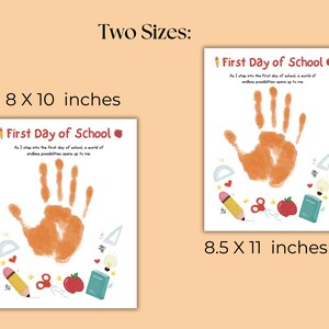 First Day of School Handprint Art Craft Back to School Printable First ...