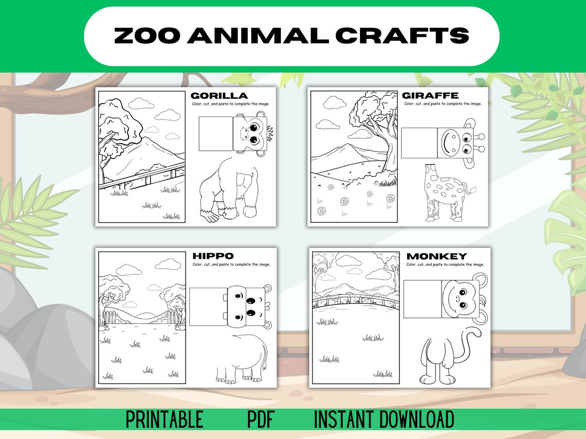 Zoo Animal Crafts, Printable Animal Crafts, Zoo Animals Preschool ...