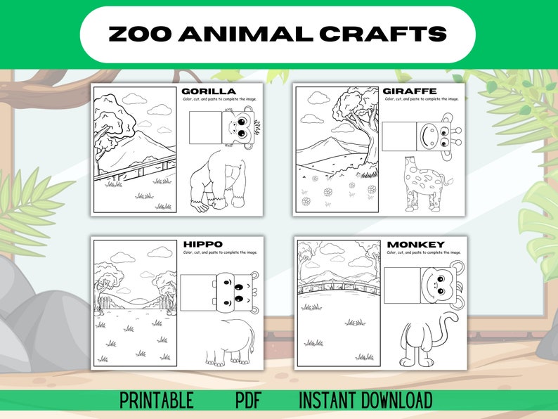 Zoo Animal Crafts, Printable Animal Crafts, Zoo Animals Preschool ...