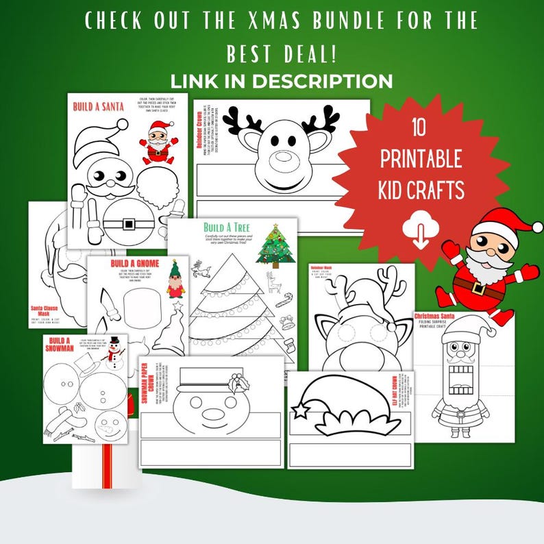 Build-a-santa Craft for Kids, Holiday Coloring & Cut-and-paste Activity ...