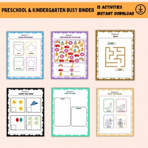 Preschool & Kindergarten Busy Book Binder, Preschool Activities ...