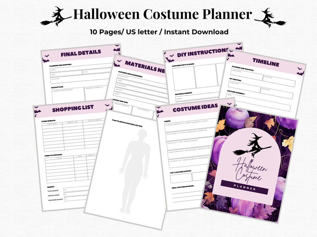 Halloween Costume Planner, Halloween Costume Planning, Holiday Planner ...
