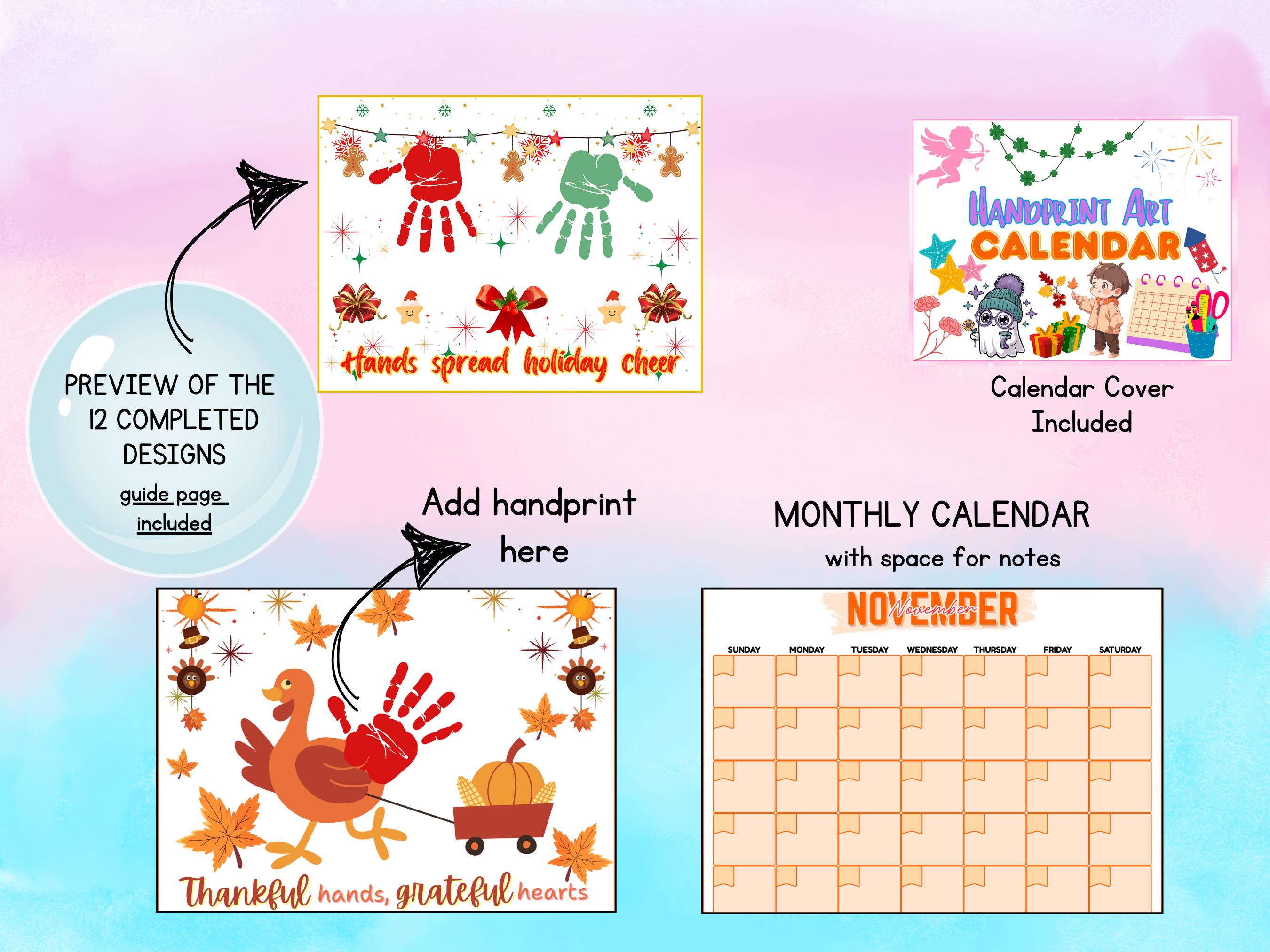 2026 Handprint Art Calendar, Printable Handprint Christmas Gift ...