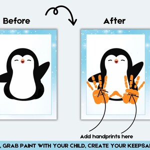Penguin Handprint Art Craft, Printable Winter Handprint Craft Template ...