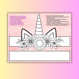 Unicorn Paper Crown Craft, Unicorn Kids Coloring Craft, Unicorn ...