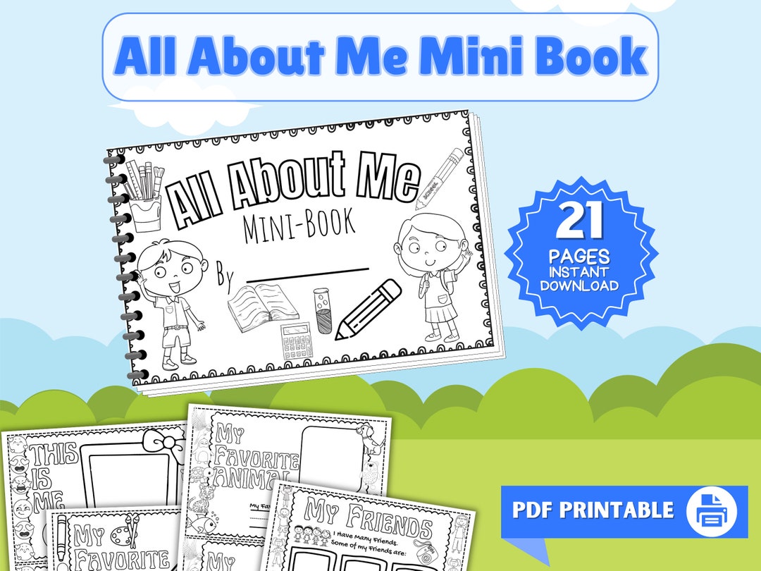 All About Me Mini Booklet, Printable Back to School Mini Book, Back to ...