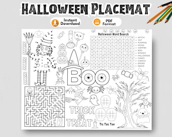 Halloween Coloring Placemat Printable Halloween Party Coloring Page ...
