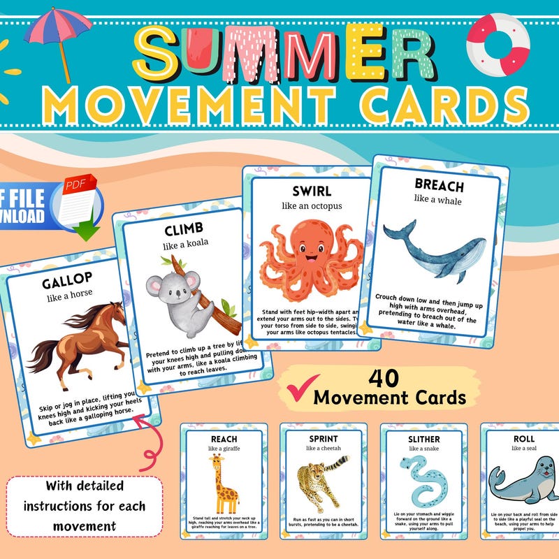Animal Action Cards - Etsy