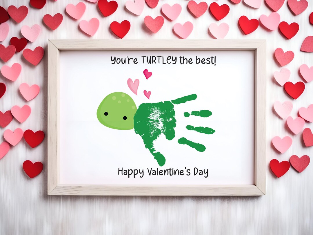 Valentine Turtle Handprint Art, Turtle Handprint Craft, Baby's First ...