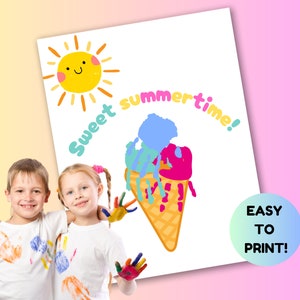 Summer Ice Cream Handprint Craft, Summer Handprint Printable, Food ...