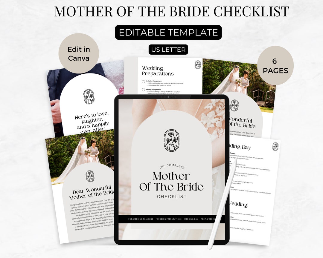 Mother of the Bride Editable Checklist Printable Wedding Day - Etsy
