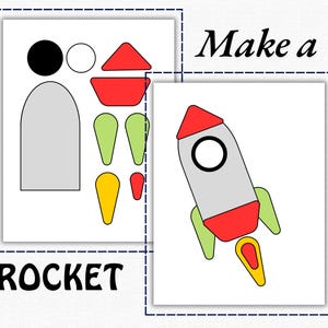 Build a Rocket Cut & Paste Kid Craft Printable, Space Rocket Craft ...
